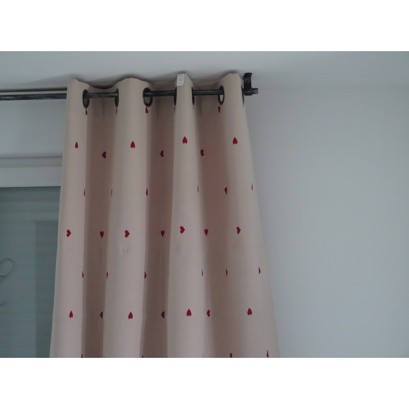 le lot de 2 rideaux prêt a poser tamié fond blanc motif rouge - Gilles ...